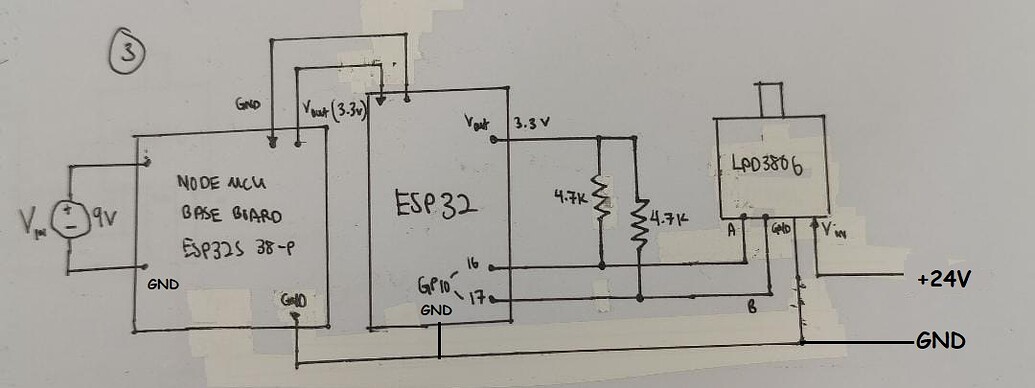 How to connect 24 volt powered LPD3806 Incremental Encoder to ESP32 ...