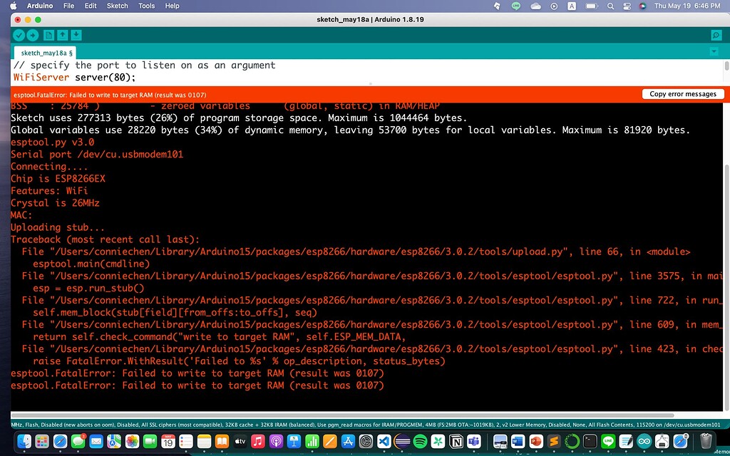 Error To Upload To ESP8266 From Mac Hardware Arduino Forum