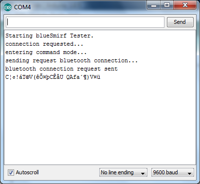 Blue Smirf connection problem, weird output on serial monitor. - Programming - Arduino Forum