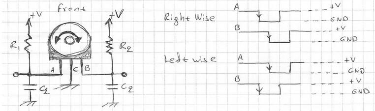 How does this rotary encoder work with only 3 pins used? - General ...