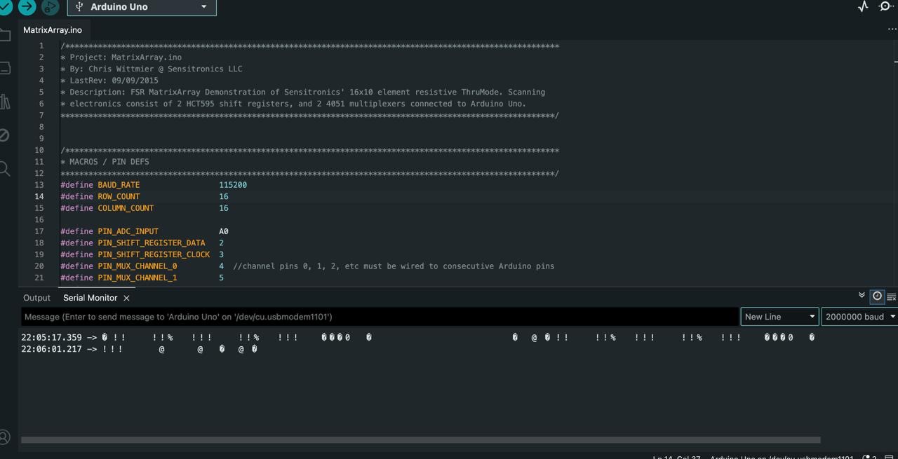 Help adjusting the code for ThruMatrix FSR Array 10x16 to a ShuntMatrix FSR Array 16 x16 ...