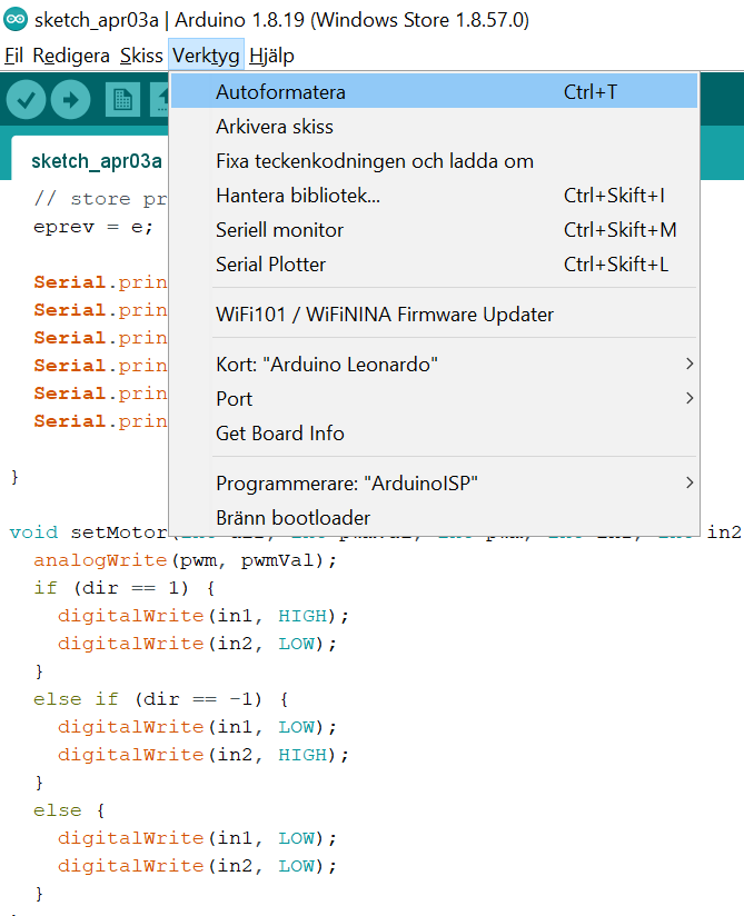 I need the Arduino code to control the rotation angle of a DC motor ...