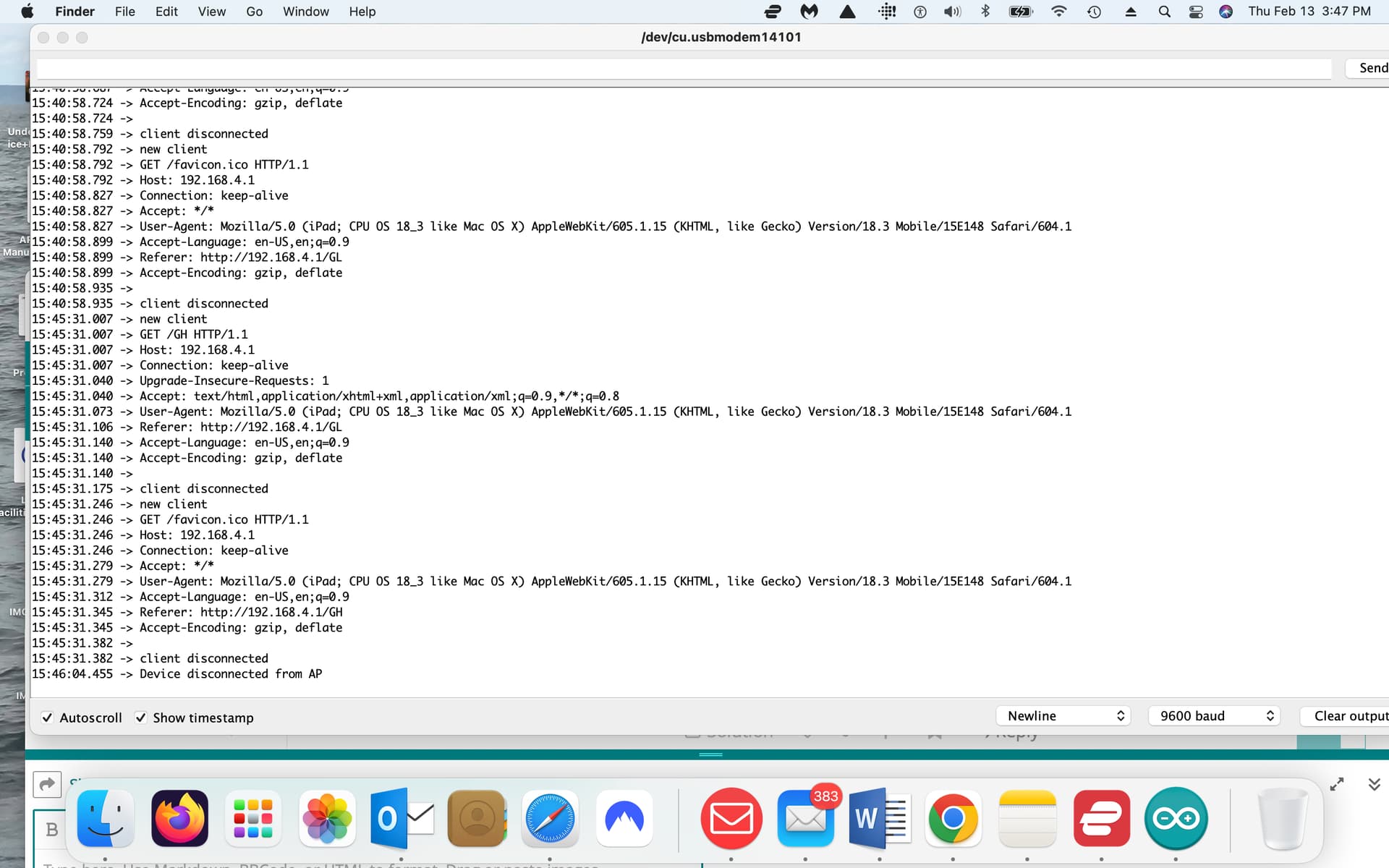 Sketch to send via WiFi IMU/AHRS data from a RP2040 Connect to an iPad ...