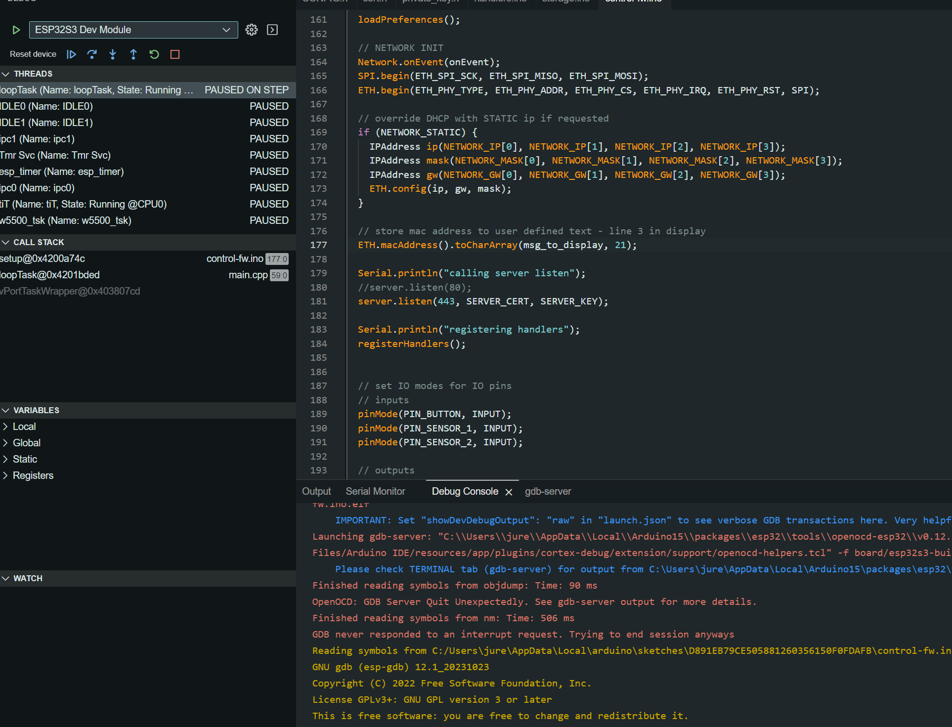 IDE 2.3.0 debugging esp32s3 using built-in usb jtag - IDE 2.x - Arduino Forum