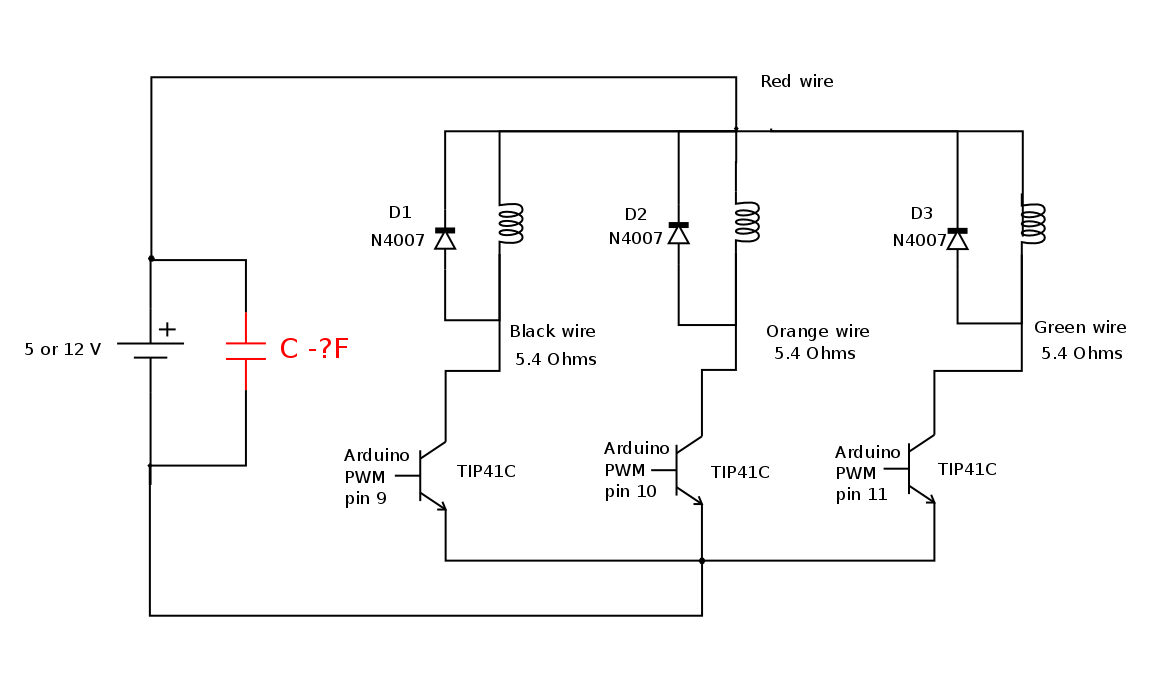 Controller with TIP41C for a BLDC (spindle) motor with 4 wires ...