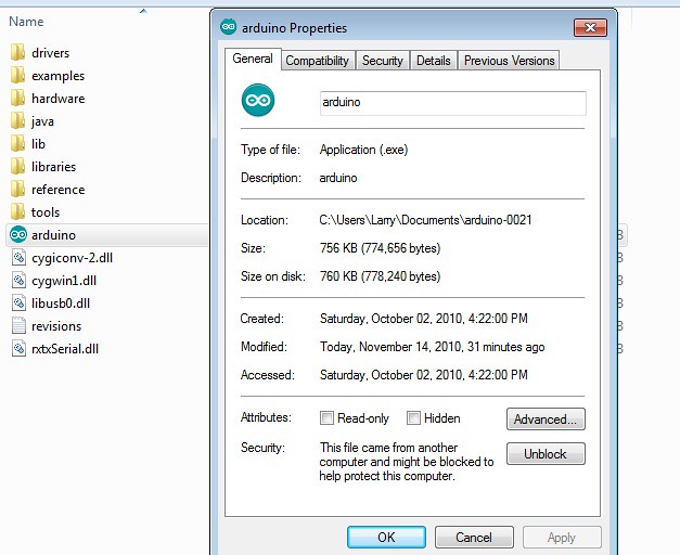 Help: All of Arduino 21 files blocked in Windows 7 - Troubleshooting ...