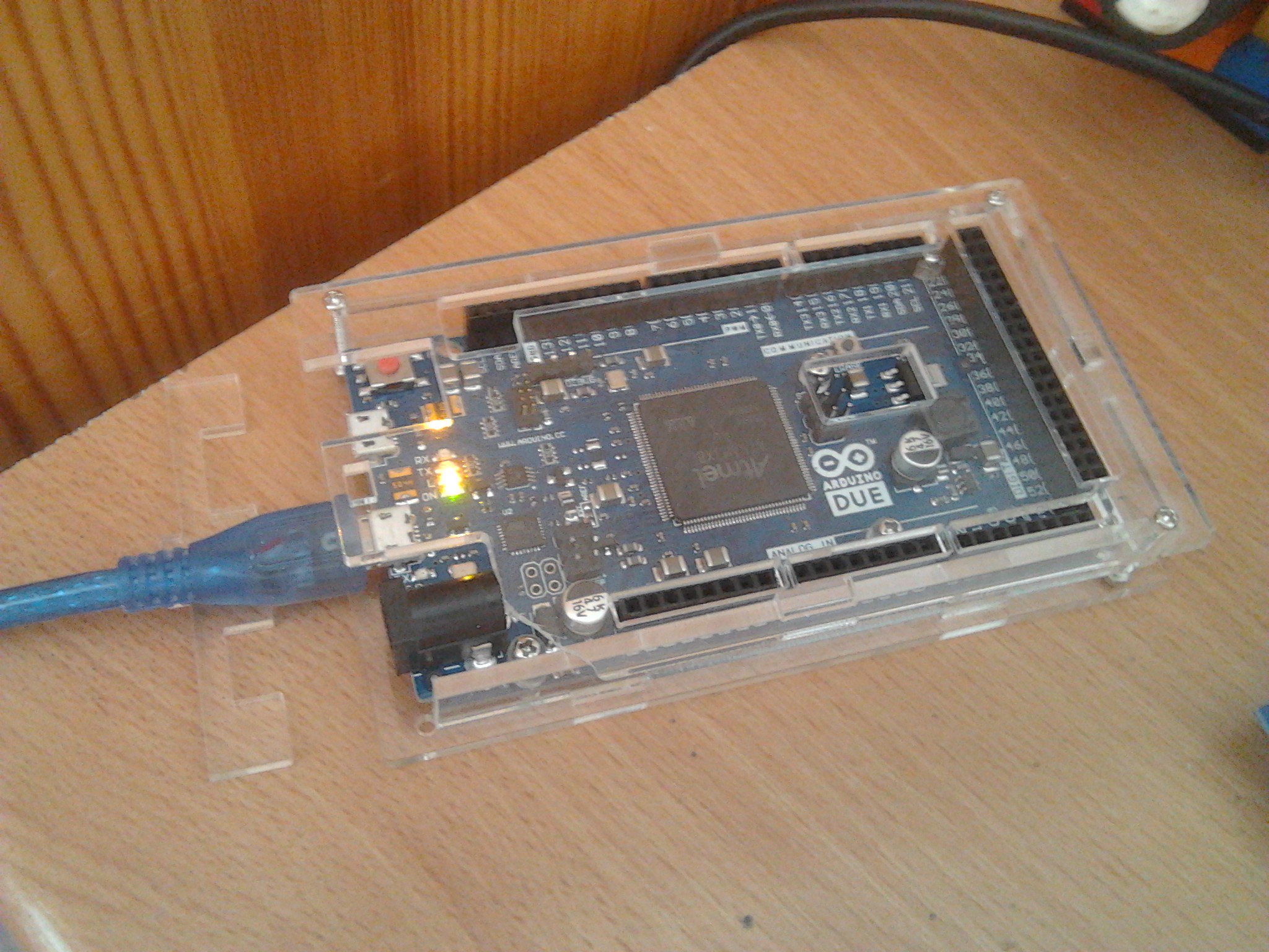 Arduino Uno proto shield is firm on Mega acrylic box around Due and ...