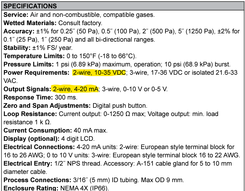 Differential Pressure Sensor With 4 20ma Output Page 2 Sensors Arduino Forum