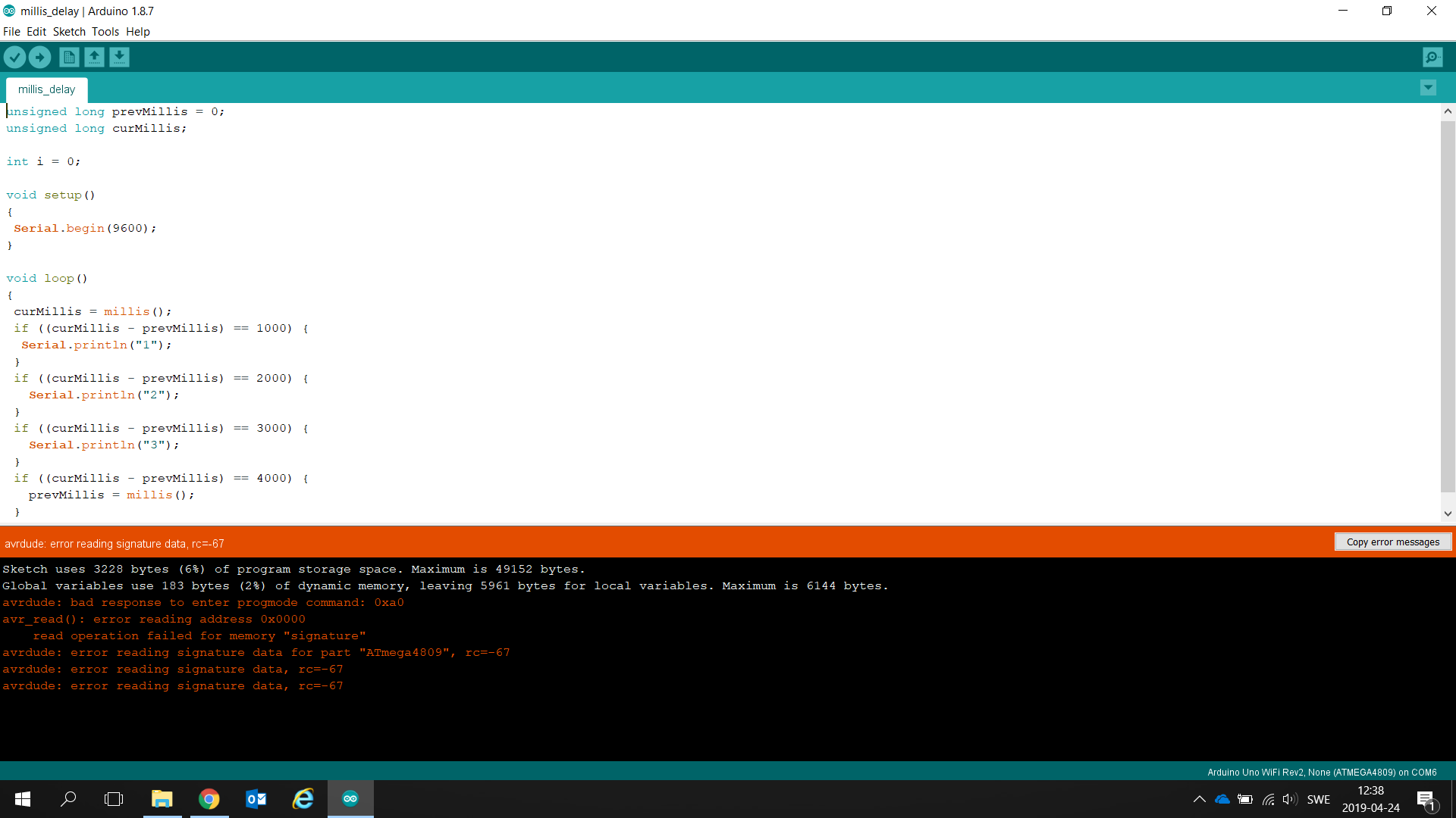 Error code: ‘avrude: error reading signature data, rc=-67’, when ...