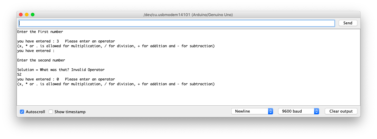 Simple Serial Monitor based calculator does not work as planned ...
