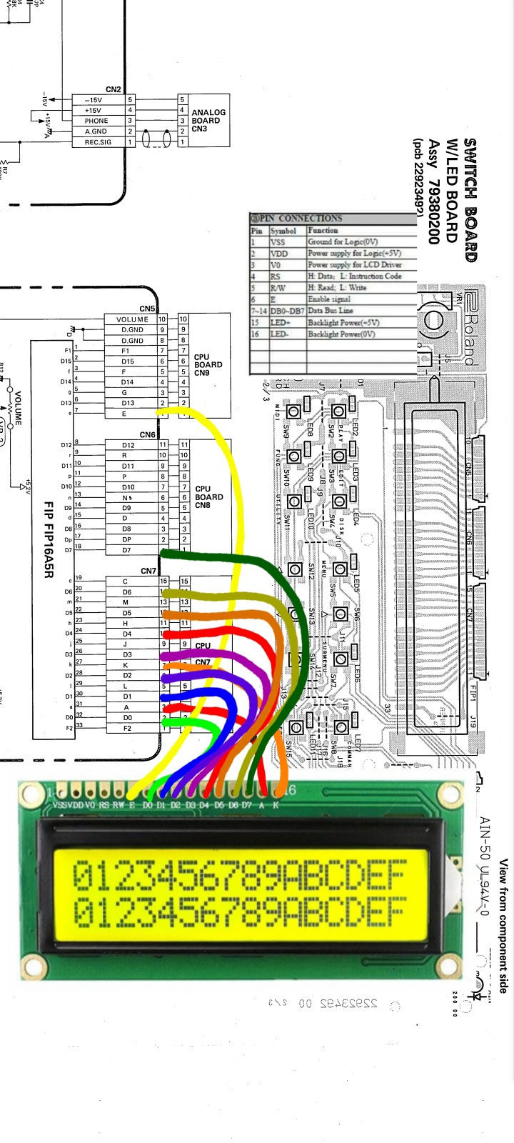Attempting to replace a FIP16A5R VFD with a 16x2 LCD for my Roland S ...