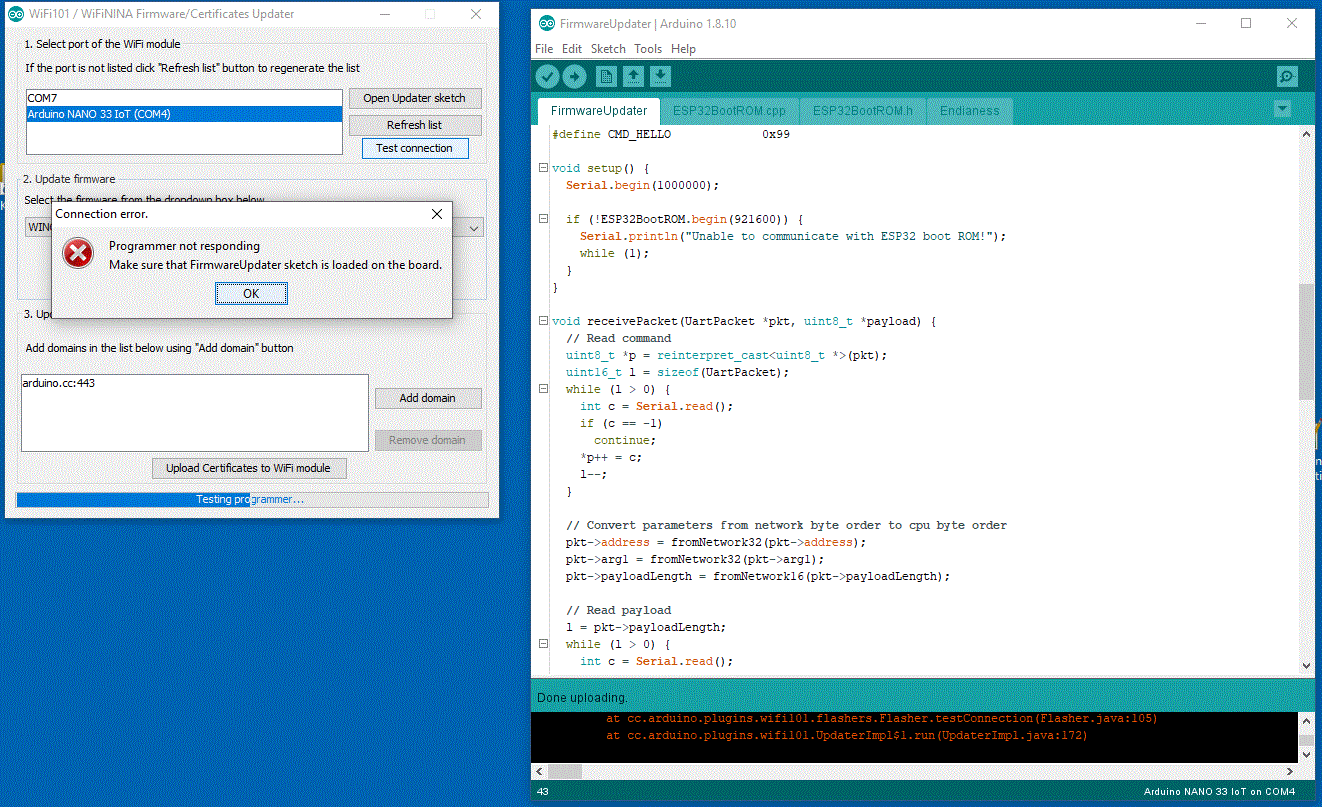 Firmware Updater - Nano 33 IOT - Networking, Protocols, and Devices - Arduino Forum