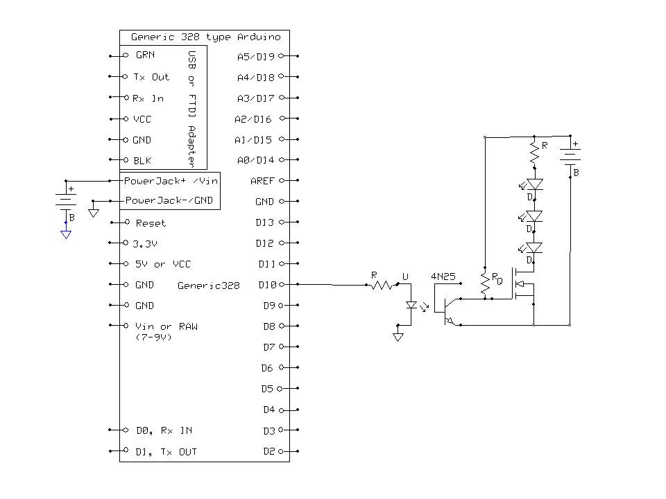 built these optocoupled circuits to drive a 12v light from arduino uno ...