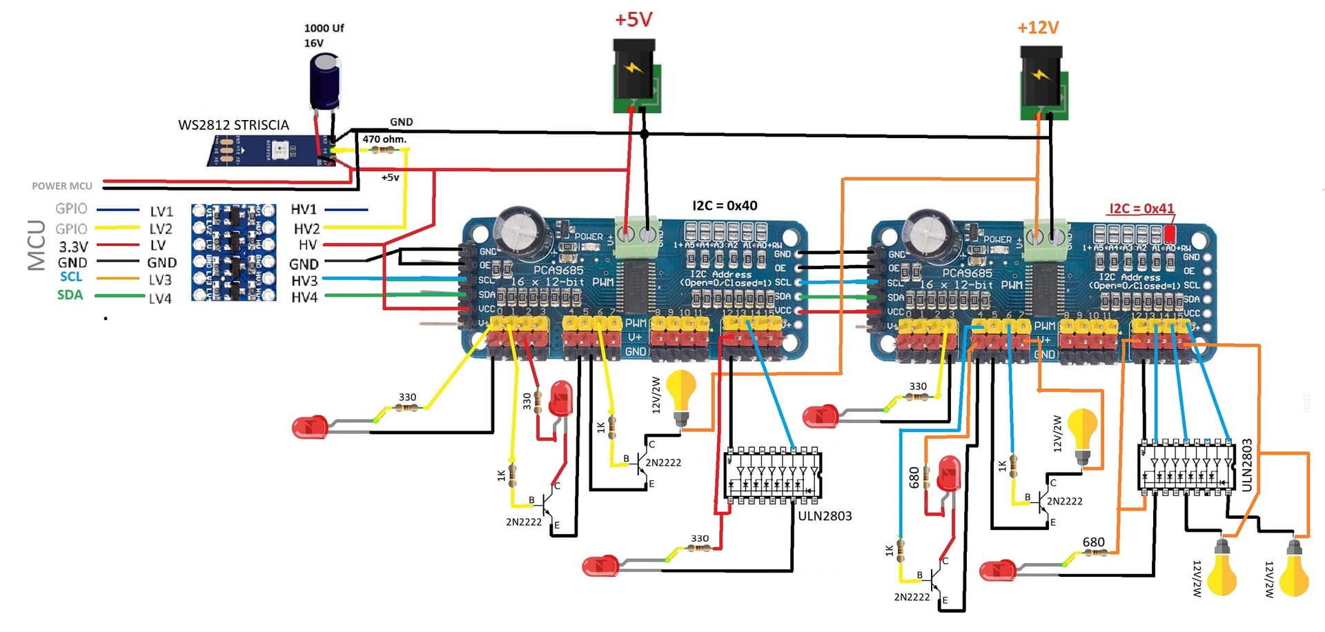 Collegamenti Esp32 Pca9685 Strip Led Ws2812 Hardware Arduino Forum