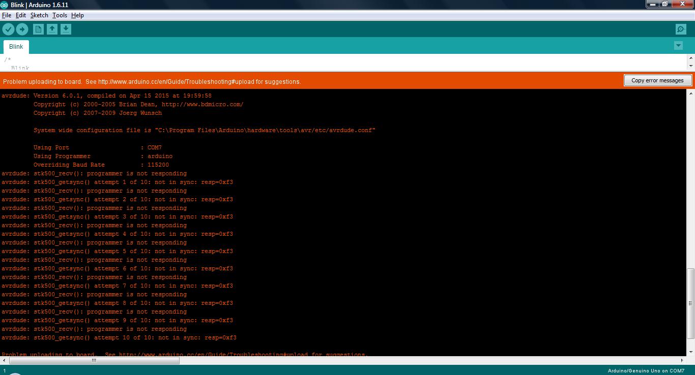 Upload failed Genuino - IDE 1.x - Arduino Forum