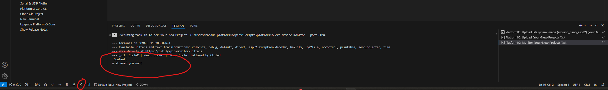 How-to: Upload files to SPIFFS with platformio (windows) - Nano ESP32 - Arduino Forum