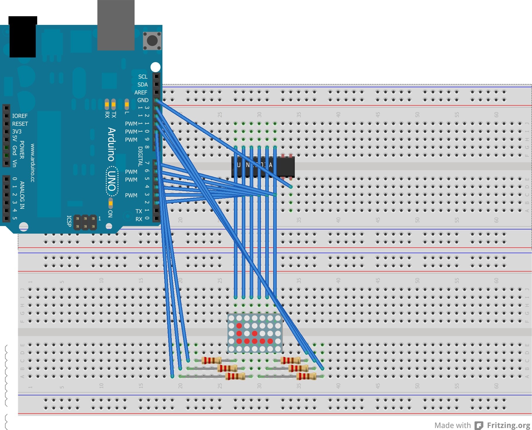 5x7 LED Matrix Issue - LEDs and Multiplexing - Arduino Forum