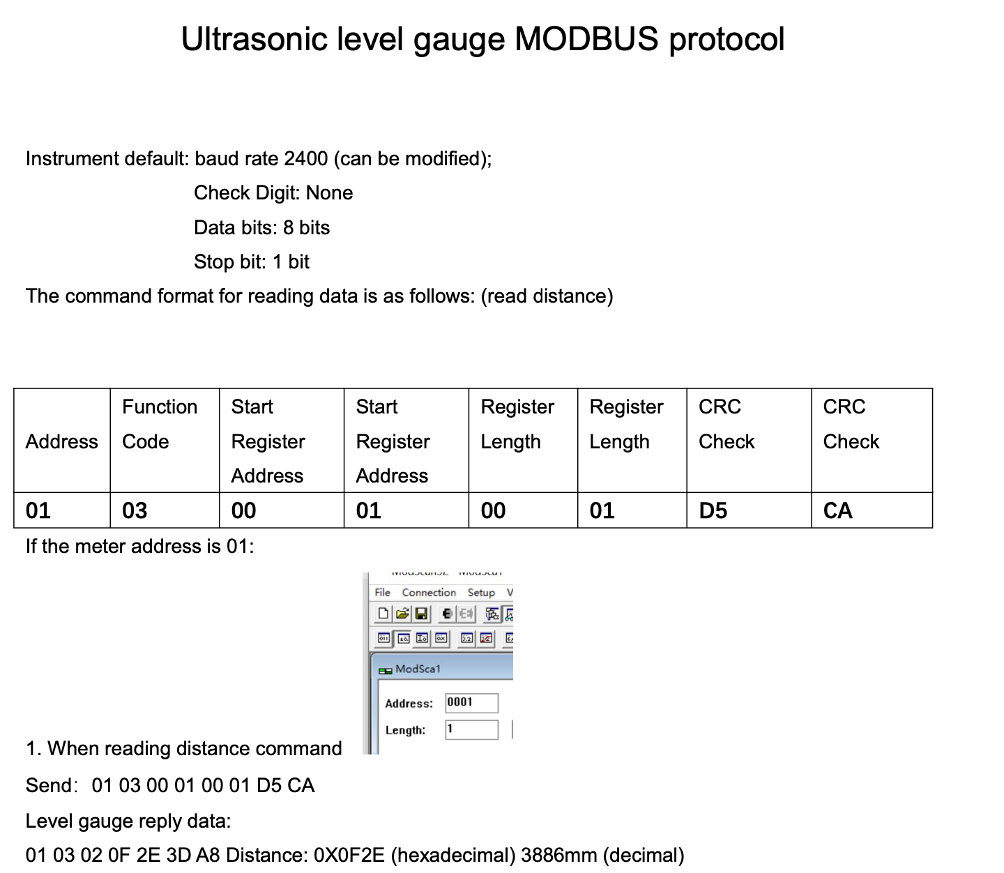 Reading modbus register of a radar level transmitter with MAX RS485 to ...
