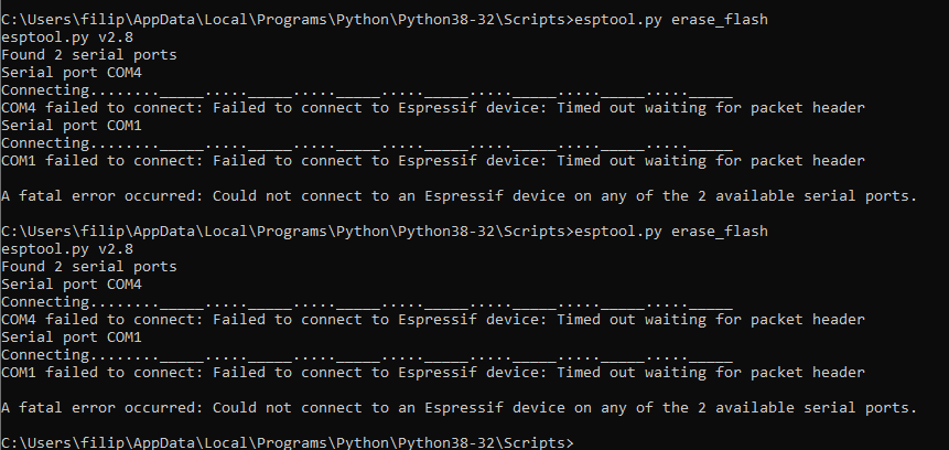 ESP32 Timed out waiting for packet header - 3rd Party Boards - Arduino Forum