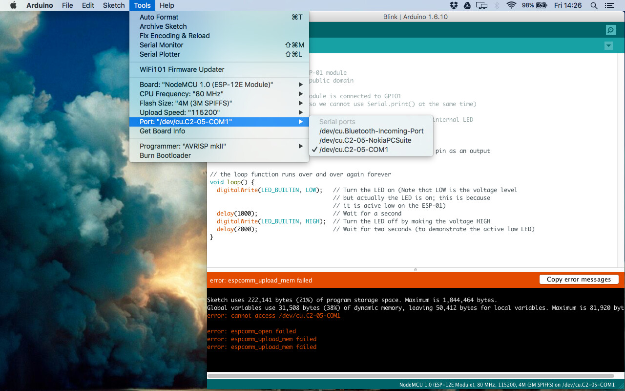 Problema con NodeMCU - Generale - Arduino Forum