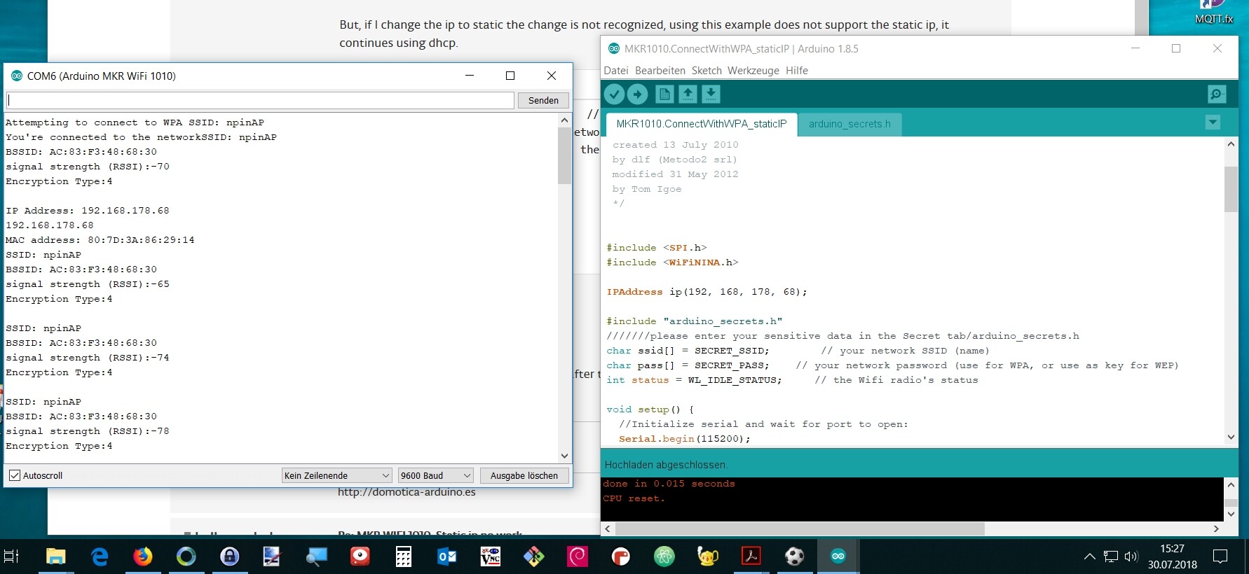 Mkr Wifi 1010 Static Ip No Work Mkr Wifi 1010 Arduino Forum