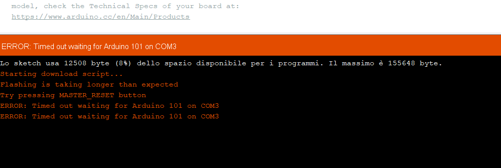 Problema durante il caricamento dello Sketch su Arduino/Genuino 101 - Generale - Arduino Forum