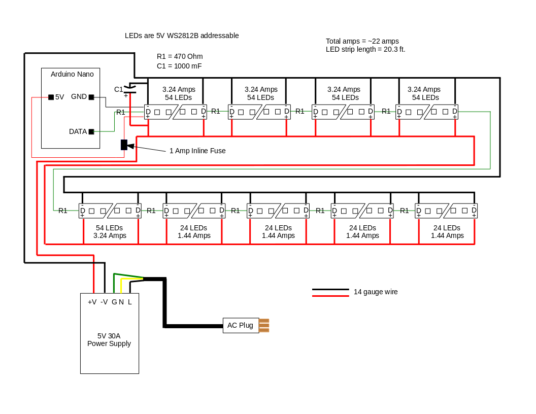 Need help to safely power 5V WS2812B LED strip from Arduino Nano - Page ...