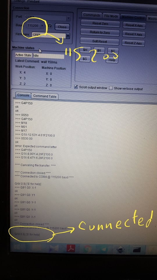 Arduino Uno connects to universal Gcode sender or Processing but doesn ...