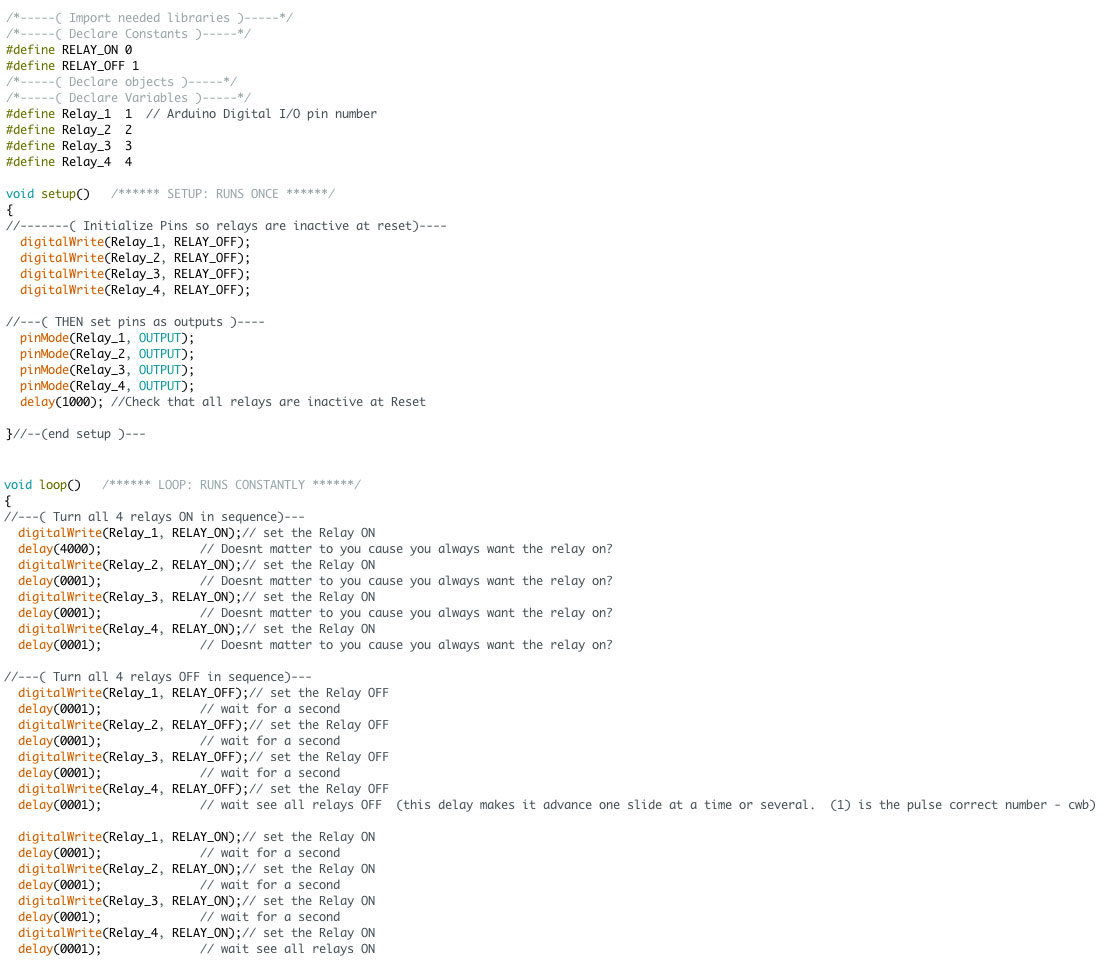 code in excel multi-relay projection - Programming - Arduino Forum