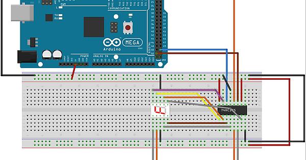 Mega /w Sensor shield, 74HC595 & single 7-segment display --not working ...