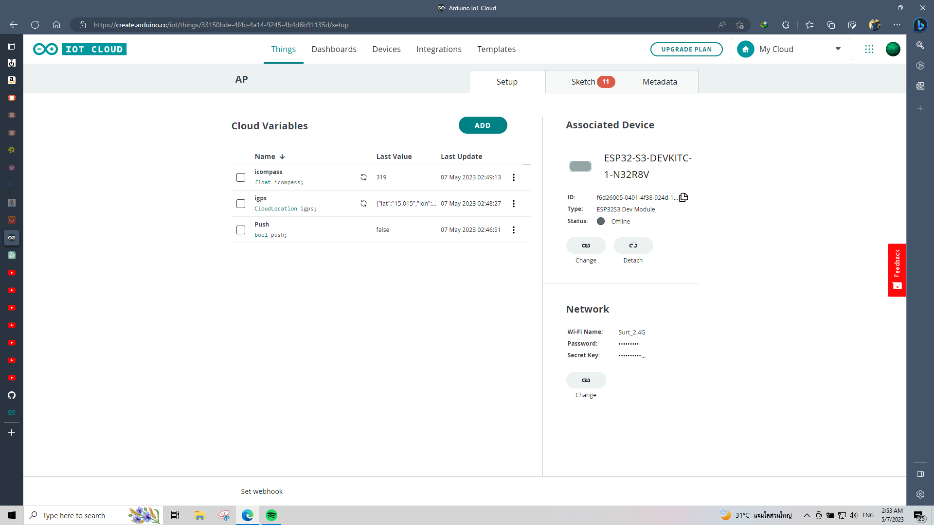 I have to press F5 for cloud variable update in Things - Cloud IoT - Arduino Forum