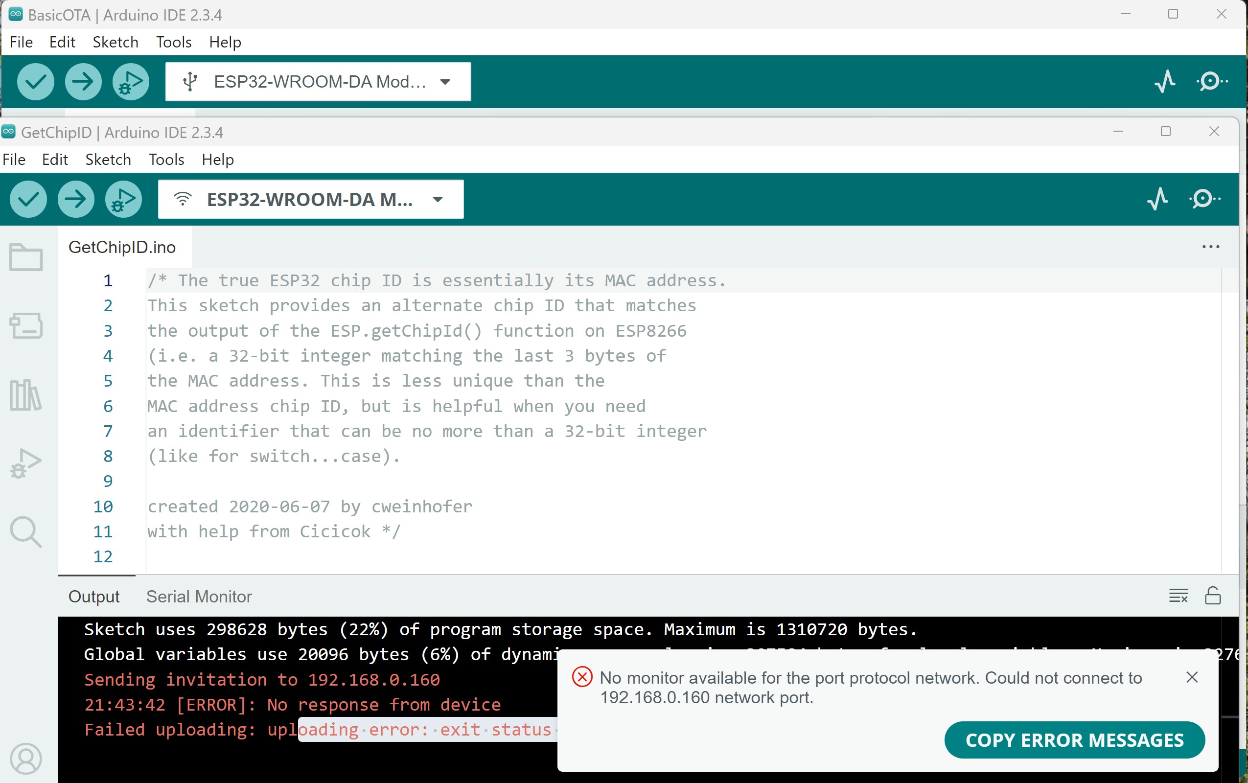 Help with OTA to ESP32 - General Guidance - Arduino Forum