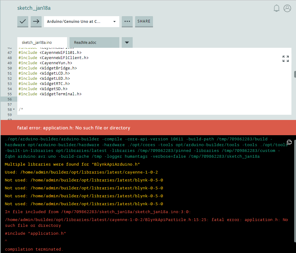 arduino uno, cayenne, wifi shield uploading sketch problem - General Guidance - Arduino Forum