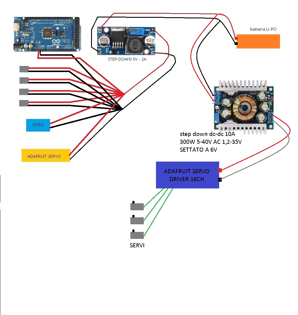 Utilizzo batteria LIPO per alimentare Adafruit servo driver + MEGA2560 - Hardware - Arduino Forum