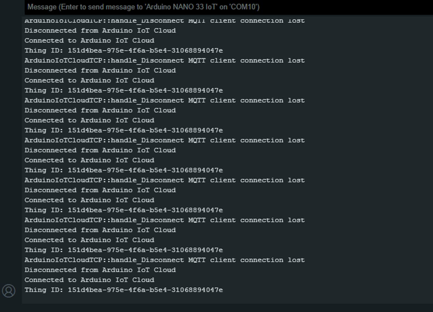 NaNo 33 IoT disconnects and connects to the Arduino Cloud - Cloud IoT - Arduino Forum
