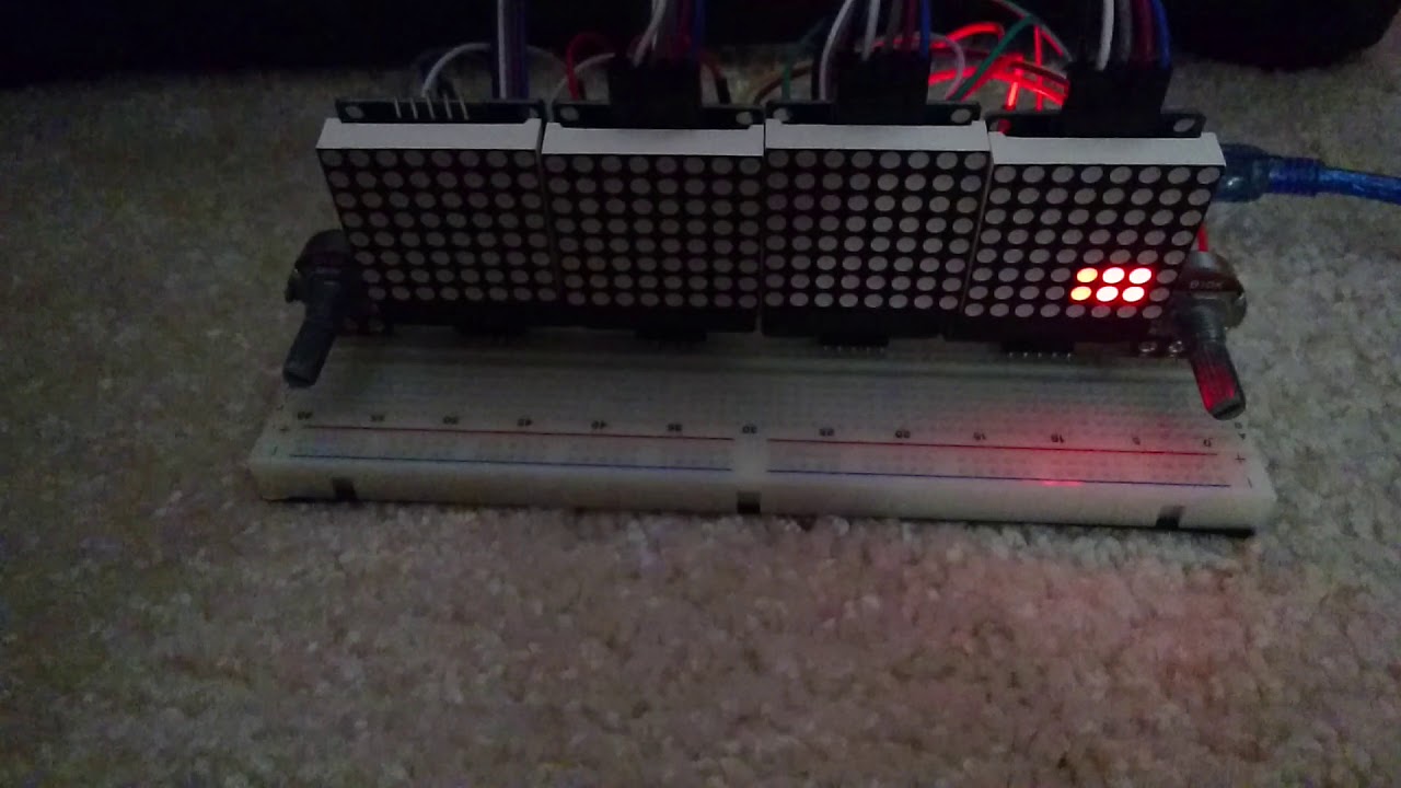 MAX7219 Adding Special patterns to scrolling text code and adjust speed via POT - LEDs and ...