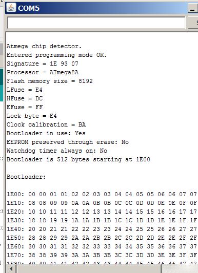 ATmega8 with internal 8mHz RC. Takes 18 seconds start up after reset ...