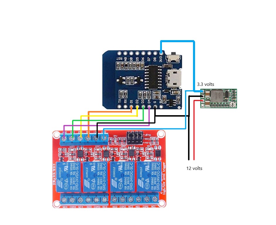 Wemos D1 with 4 channel low level trigger relay board. - Programming - Arduino Forum
