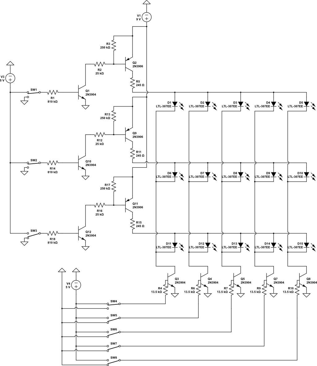 Matrix 5x5 with transistors - LEDs and Multiplexing - Arduino Forum