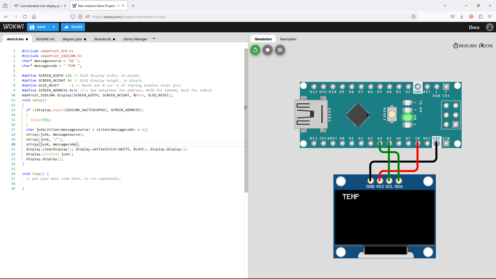 Concatenated char display probllem on ssd1306 - Displays - Arduino Forum Concatenated char display probllem on ssd1306 - Displays - Arduino Forum