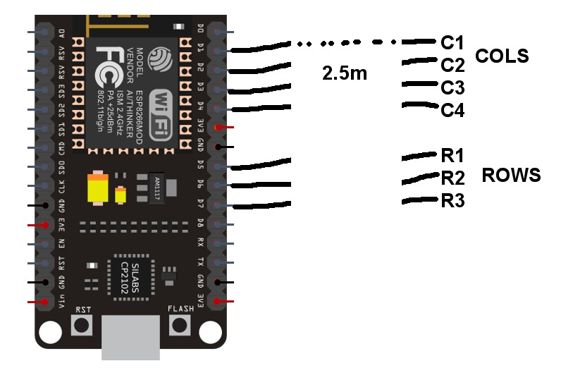Problem With Cable Length Interfacing 4x3 Matrix Keypad And Esp8266 General Electronics