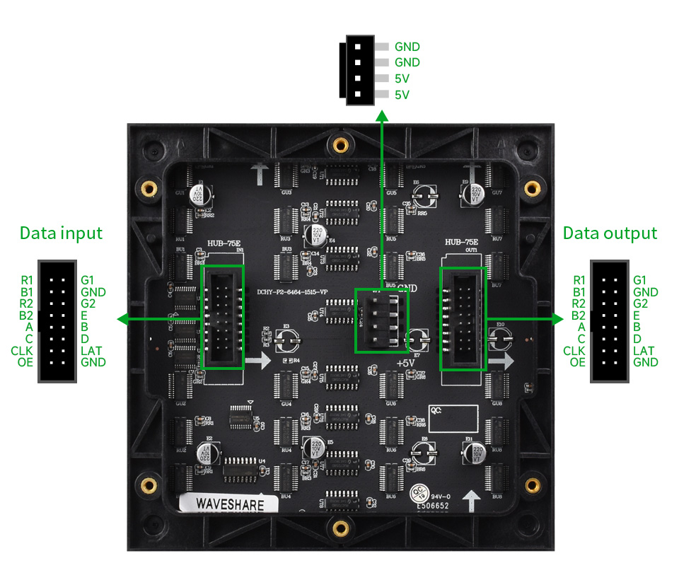 Why does this LED matrix have two 5V and GND pins? - LEDs and ...