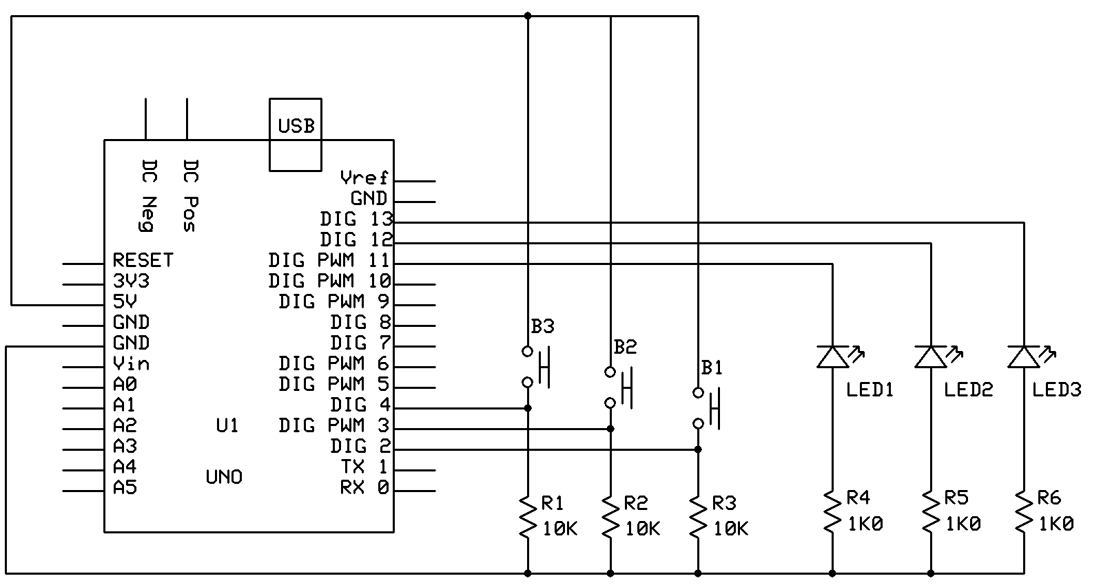 3 LEDs controlled by 3 Separate Buttons (not working) - Page 2 - LEDs and Multiplexing - Arduino ...