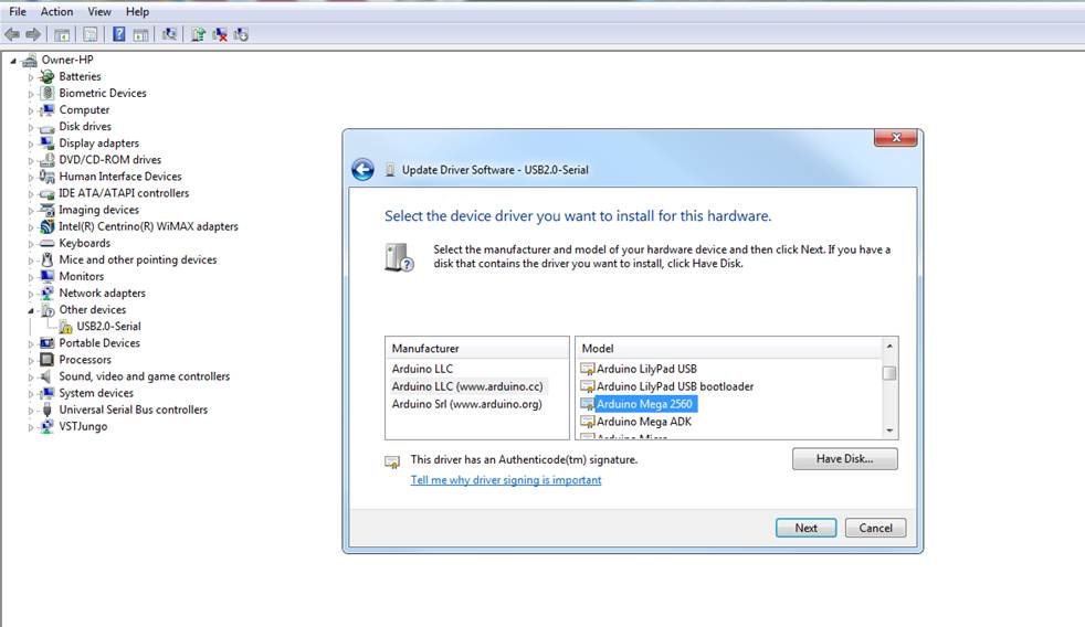 mega 2560, windows 7 not able to install USB driver - IDE 1.x - Arduino ...