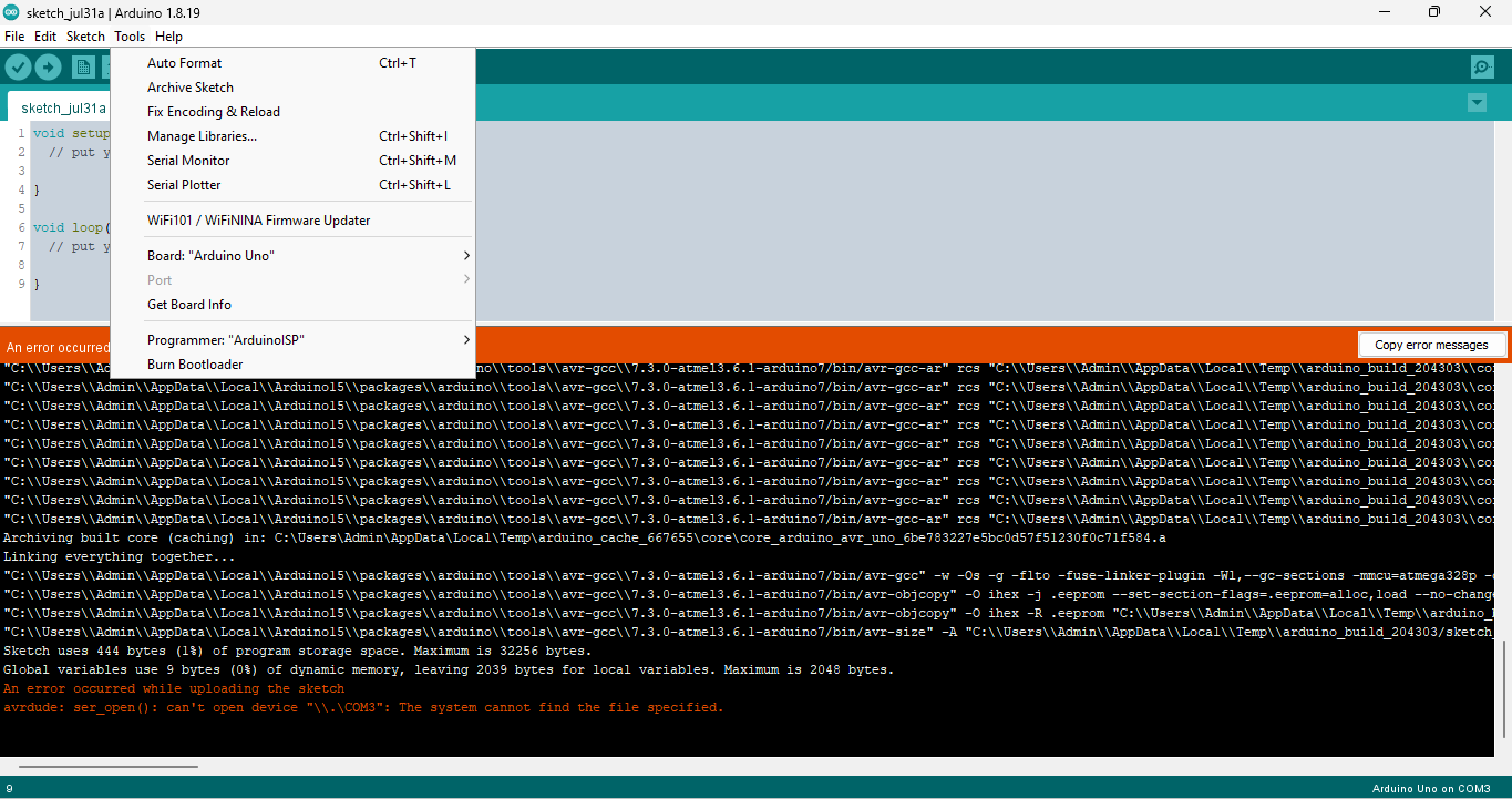 Problem uploading to UNO - Avrdude, stk500, Bootloader issues - Arduino Forum