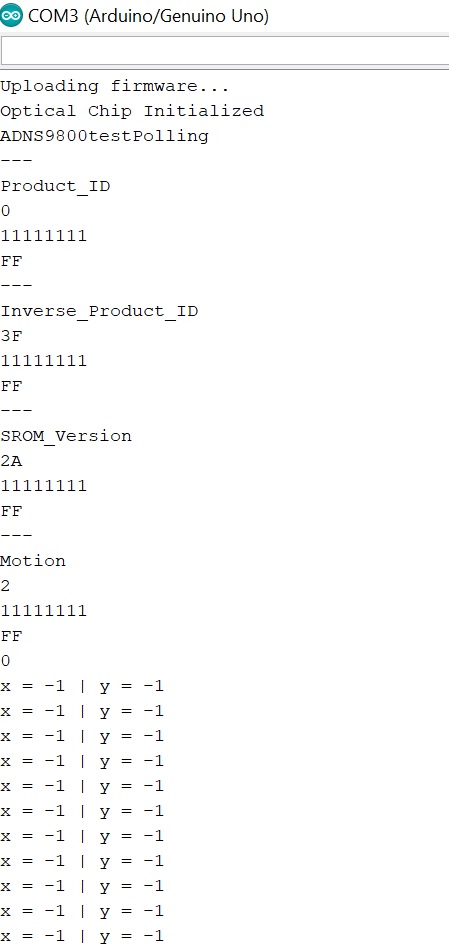 Problem with ADNS 9800 to get travel distance - Programming - Arduino Forum