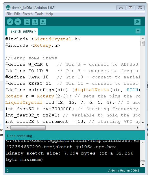 AD9850 DDS with Hitachi compatable LCD (16x2) and a rotary encoder ...