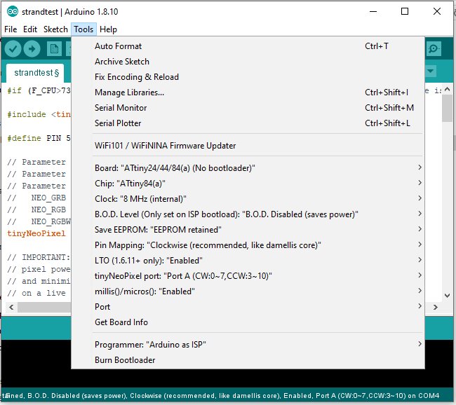 Cant Get Neopixel Strandtest To Work On Attiny Leds And Multiplexing Arduino Forum