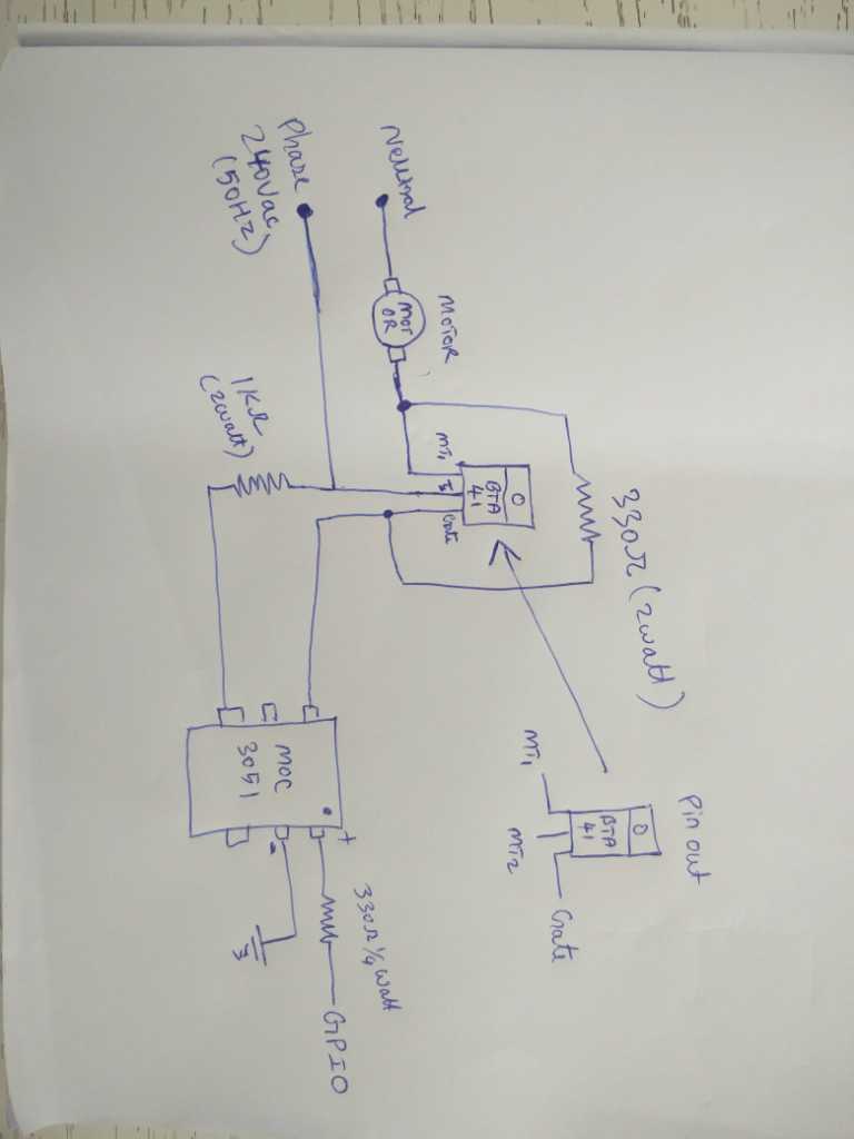 USING BTA41 WITH MOC3051 TO SWITCH (ON/OF) 240V 8AMPS CAP START MOTOR ...
