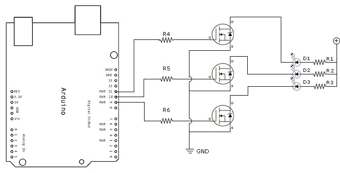 Help with high power RGB LED circuit - Interfacing - Arduino Forum